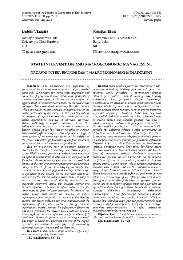 (PDF) State Intervention and Macroeconomic Management