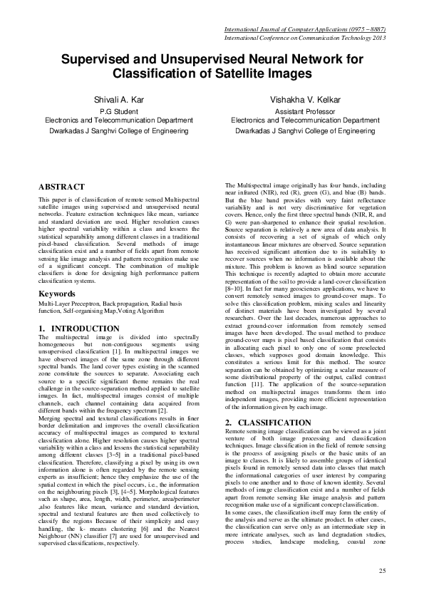 Pdf Supervised And Unsupervised Neural Network For Classification Of