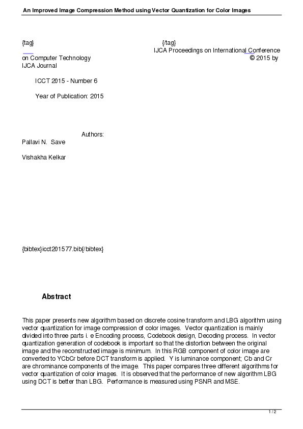 Pdf An Improved Image Compression Method Using Vector Quantization
