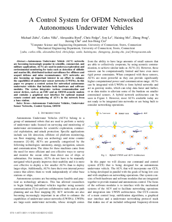 (PDF) A control system for OFDM networked autonomous underwater vehicles