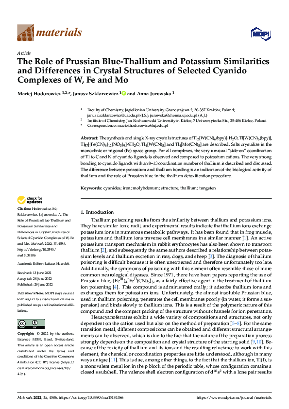 (PDF) The Role of Prussian Blue-Thallium and Potassium Similarities and ...