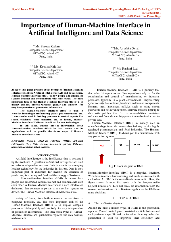 (PDF) Importance of Human-Machine Interface in Artificial Intelligence ...