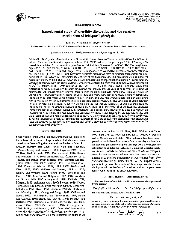 (PDF) Experimental study of anorthite dissolution and the relative ...