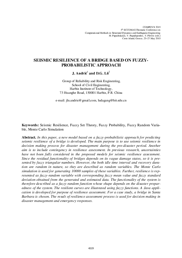 (PDF) Seismic Resilience of a Bridge Based on Fuzzy-Probabilistic Approach