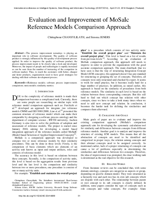 (PDF) Evaluation and Improvement of MoSaIc Reference models Comparison ...