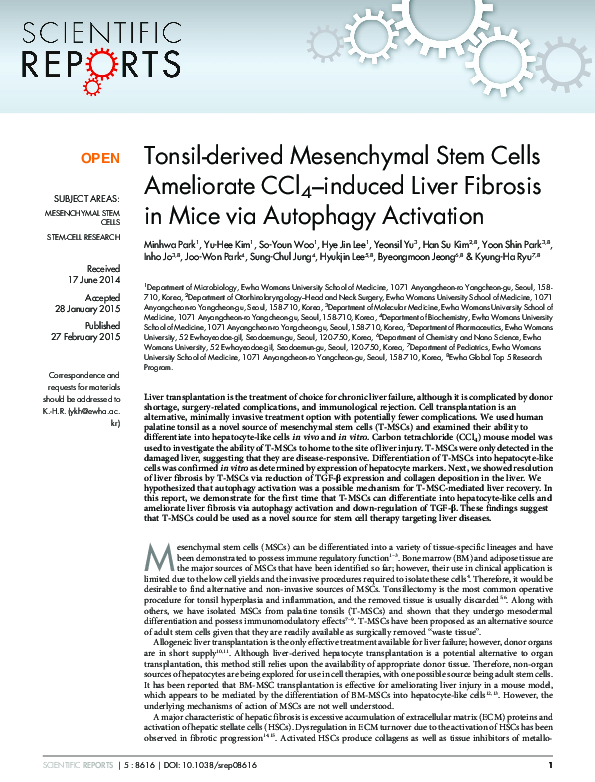 (PDF) Tonsil-derived Mesenchymal Stem Cells Ameliorate CCl4-induced ...
