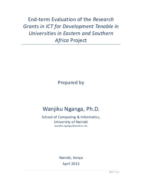 (PDF) End-term evaluation of the research grants in ICT for Development ...