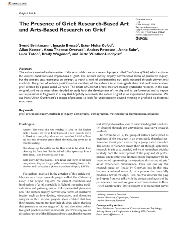(PDF) The Presence of Grief: Research-Based Art and Arts-Based Research ...