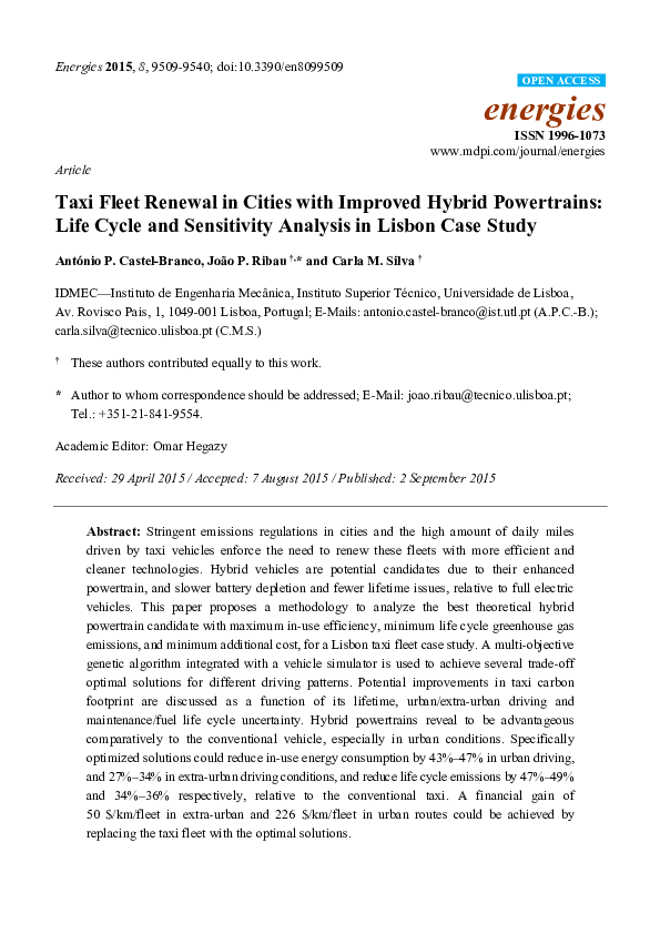 (PDF) Article Taxi Fleet Renewal in Cities with Improved Hybrid ...