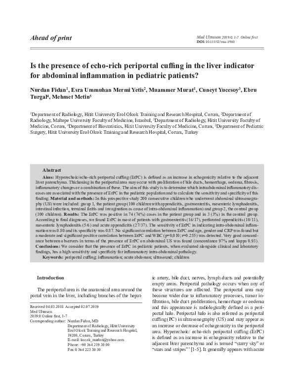 (PDF) Is the presence of echo-rich periportal cuffing in the liver ...