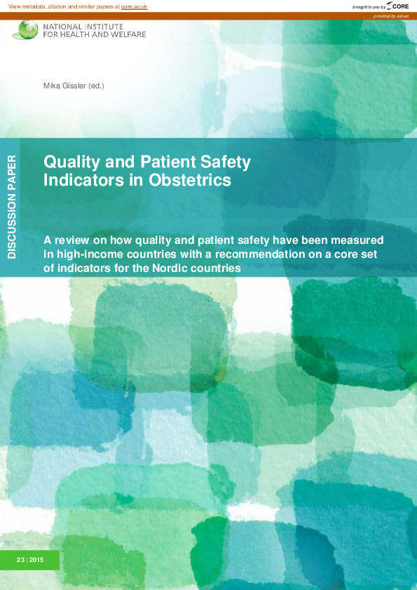(PDF) Quality and Patient Safety Indicators in Obstetrics - A review on how quality and patient ...