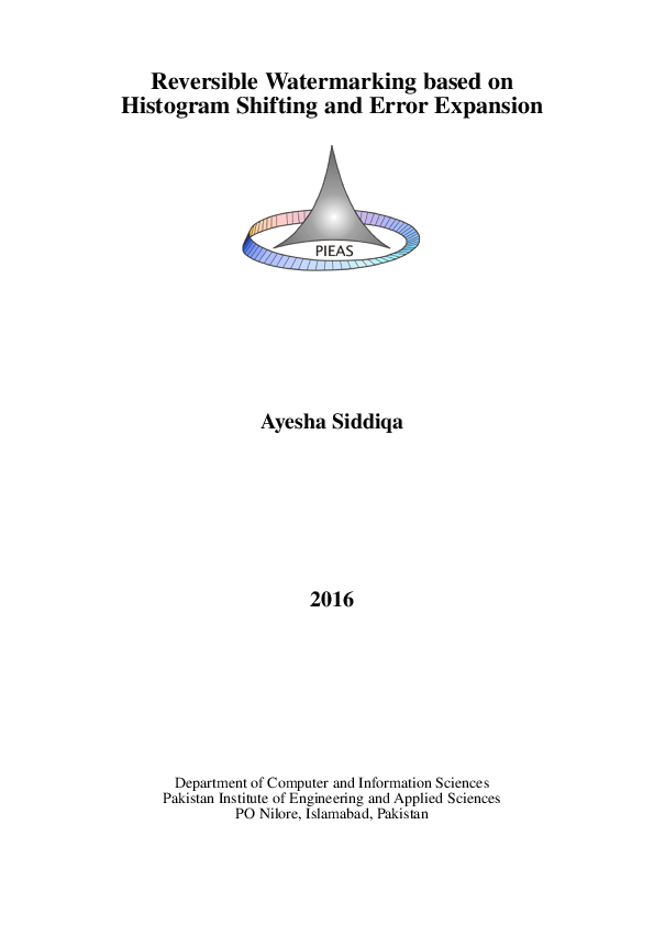 Pdf Reversible Watermarking Based On Histogram Shifting And Error Expansion Ayesha Siddiqa