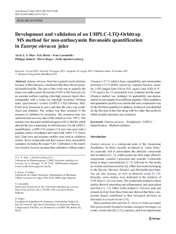 (PDF) Development and validation of an UHPLC-LTQ-Orbitrap MS method for non-anthocyanin ...