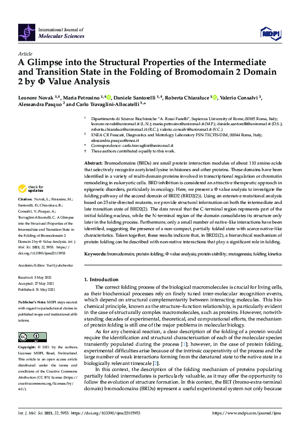 (PDF) A Glimpse into the Structural Properties of the Intermediate and ...