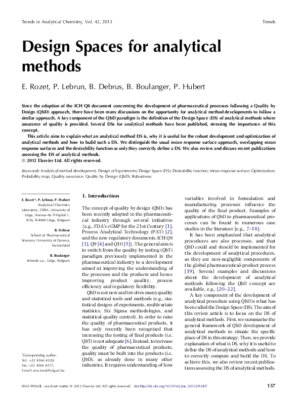 (PDF) Design Spaces for analytical methods