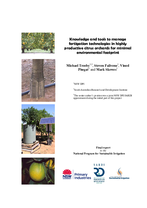 (PDF) Tools to manage fertigation technologies in citrus orchards