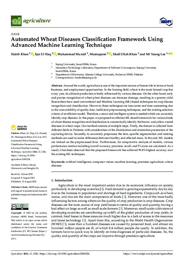 Pdf Automated Wheat Diseases Classification Framework Using Advanced