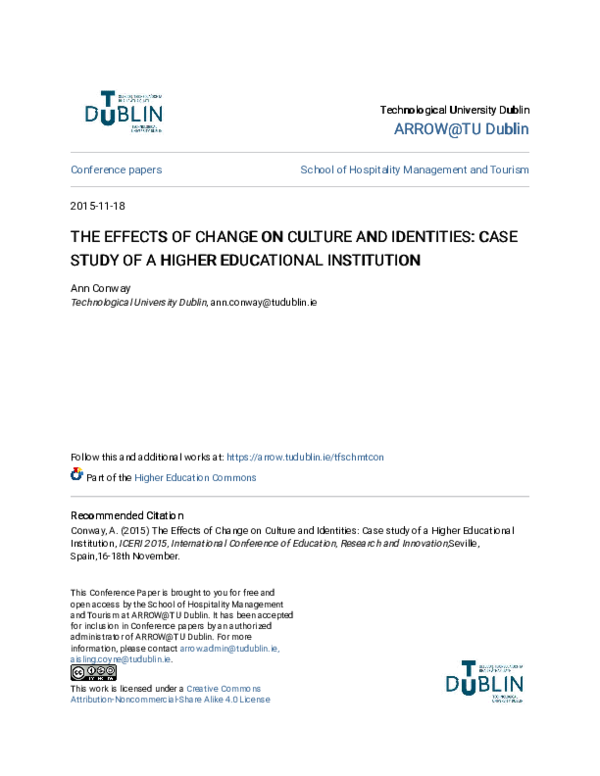 (PDF) The Effects of Change on Culture and Identities: Case Study of a ...
