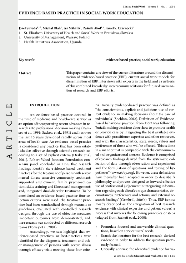 (PDF) Evidence-based Practice in Social Work Education