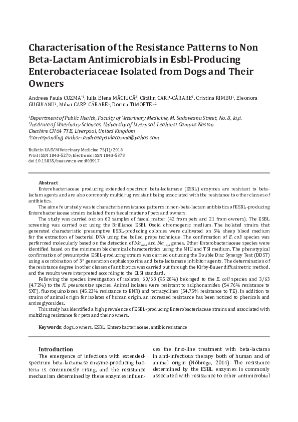 (PDF) Characterisation of the Resistance Patterns to Non Beta-Lactam ...
