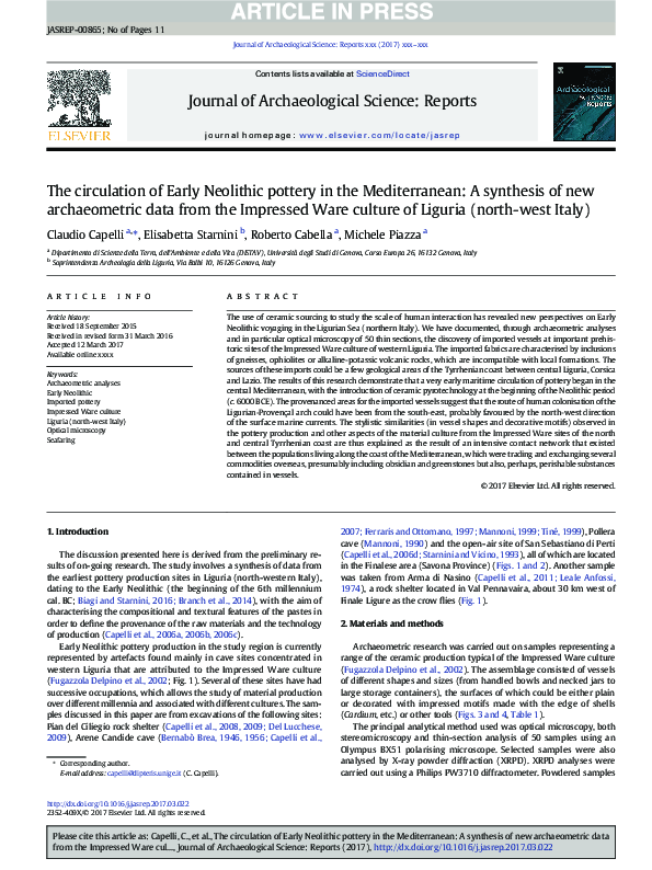 (PDF) The circulation of Early Neolithic pottery in the Mediterranean ...