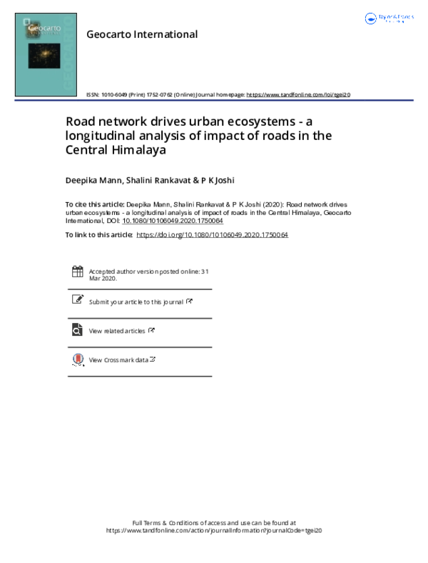 (PDF) Road network drives urban ecosystems - a longitudinal analysis of ...