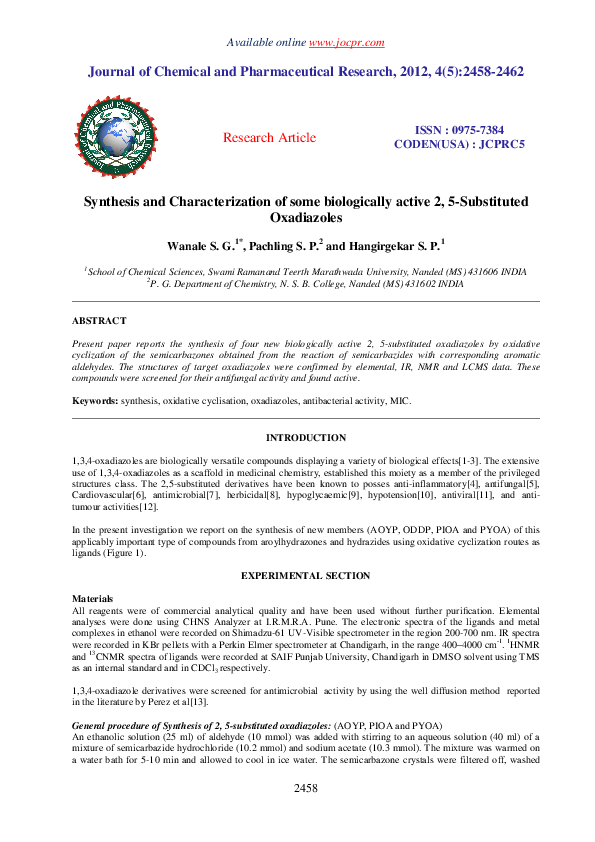 (PDF) Synthesis and characterization of some biologically active mixed ligandcomplexes of ...
