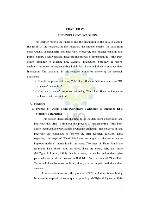 (PDF) Using Think-Pair-Share Technique to enhance EFL students' interaction