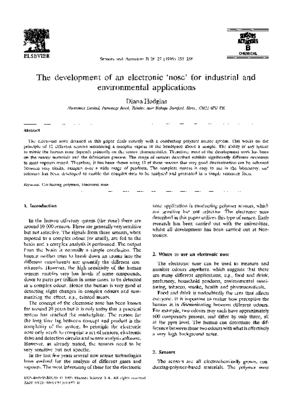 (PDF) The development of an electronic ‘nose’ for industrial and environmental applications ...