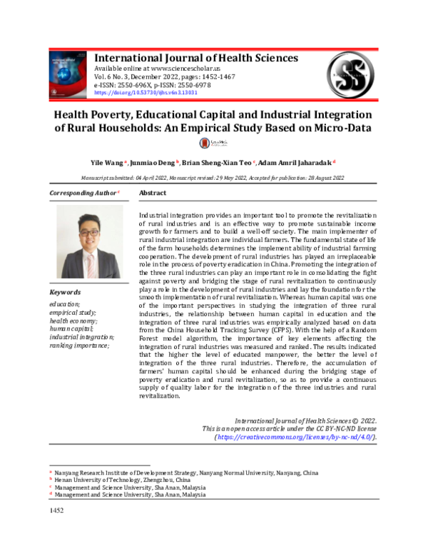 (PDF) Health Poverty, Educational Capital and Industrial Integration of ...