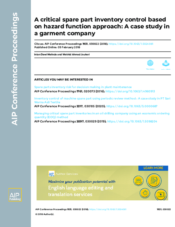 (PDF) A critical spare part inventory control based on hazard function ...
