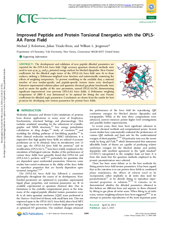 (PDF) Improved Peptide and Protein Torsional Energetics with the OPLS-AA Force Field