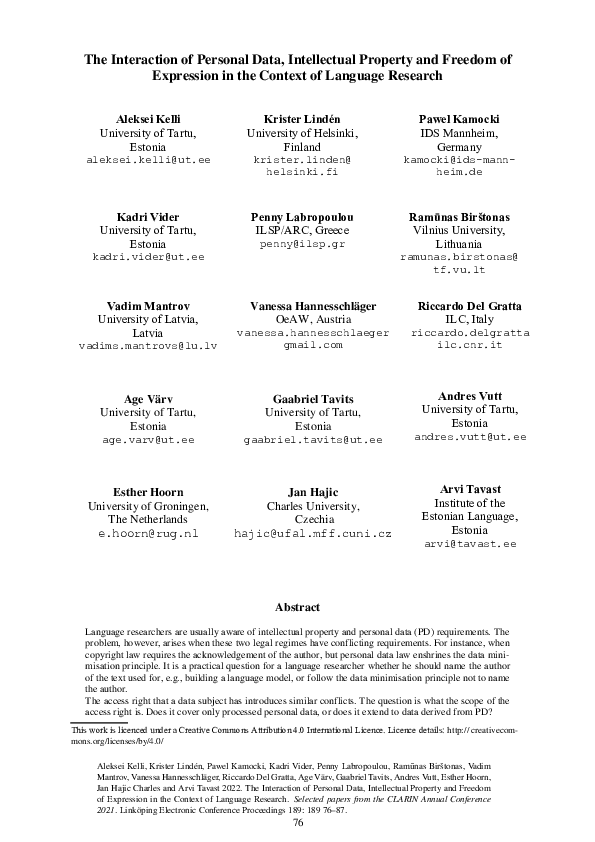 (PDF) The Interaction of Personal Data, Intellectual Property and Freedom of Expression in the ...