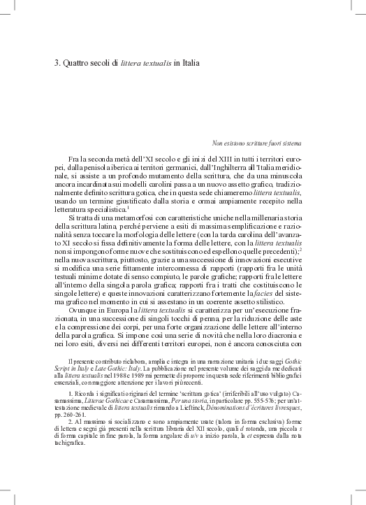 (PDF) Quattro secoli di littera textualis in Italia