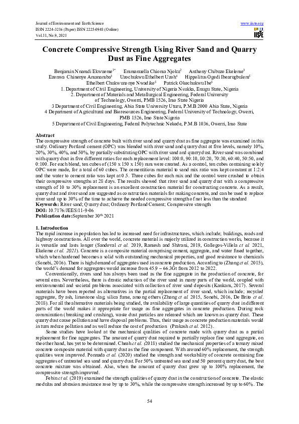 (PDF) Concrete Compressive Strength Using River Sand and Quarry Dust as ...
