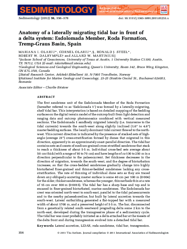 (PDF) Anatomy of a laterally migrating tidal bar in front of a delta ...