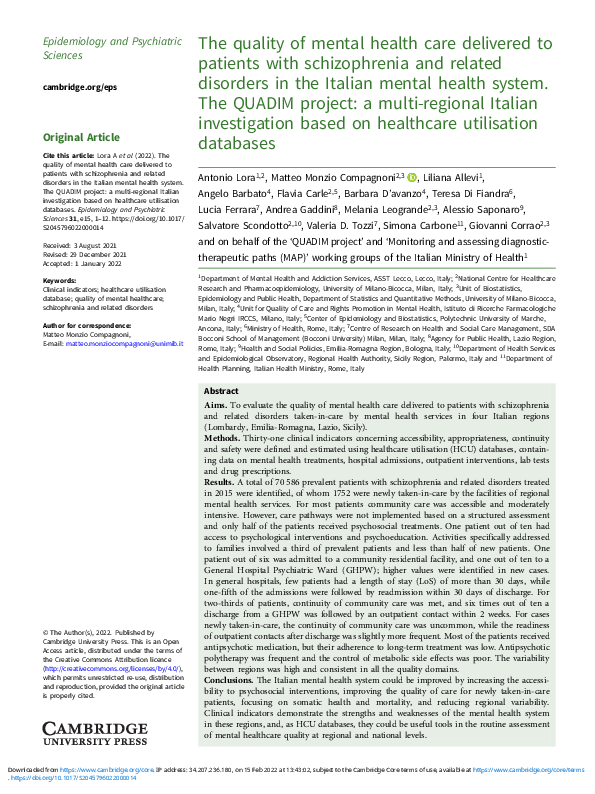(PDF) The quality of mental health care delivered to patients with ...