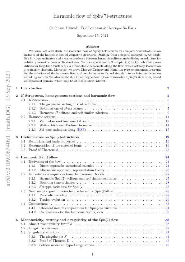 (PDF) Harmonic flow of Spin(7)-structures