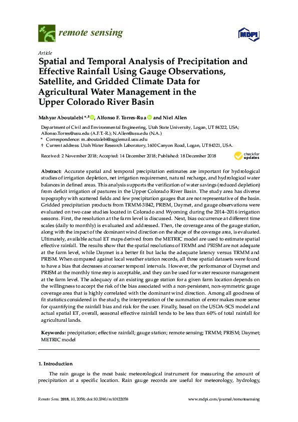 Pdf Spatial And Temporal Analysis Of Precipitation And Its Extremities In Seven Provinces Of
