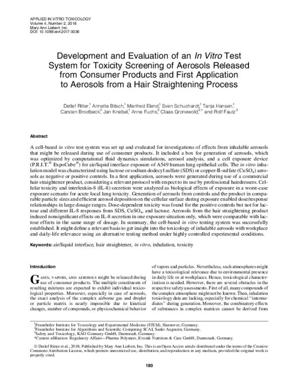 (PDF) Development and Evaluation of an In Vitro Test System for ...