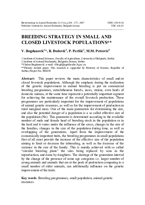 (PDF) Breeding strategy in small and closed livestock populations