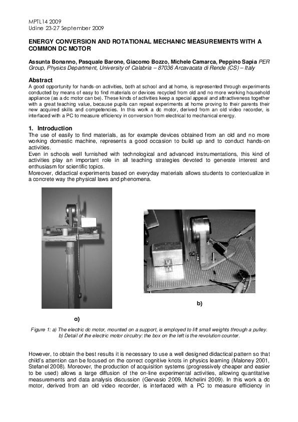 (PDF) Energy conversion and rotational mechanic measurements with a ...