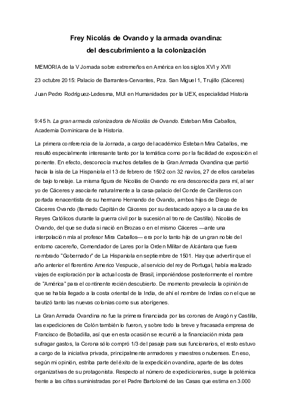 (PDF) Frey Nicolás de Ovando y la armada ovandina: del descubrimiento a ...
