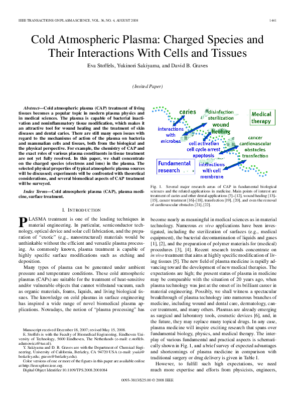 (PDF) Cold Atmospheric Plasma: Charged Species and Their Interactions ...