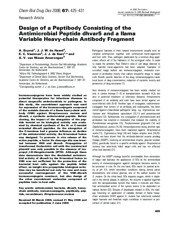 (PDF) Design of a Peptibody Consisting of the Antimicrobial Peptide ...