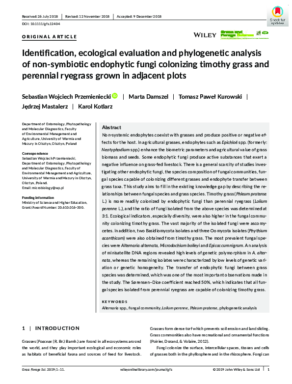 (PDF) Identification, ecological evaluation and phylogenetic analysis of non-symbiotic ...