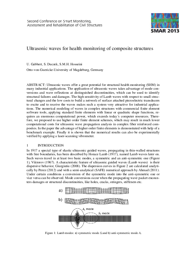 (PDF) Ultrasonic waves for health monitoring of composite structures | Ulrich Gabbert - Academia.edu