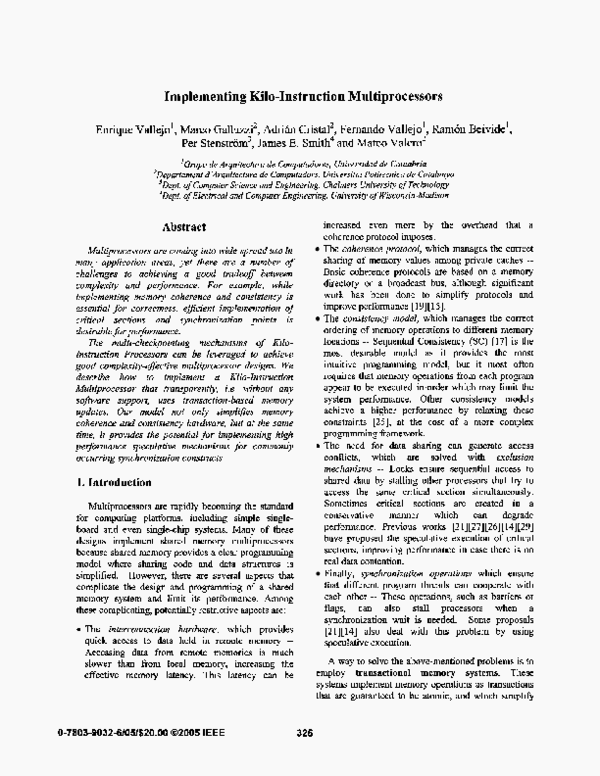(PDF) Implementing kilo-instruction multiprocessors