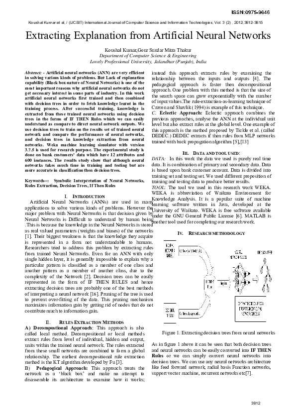 (PDF) Extracting Explanation from Artificial Neural Networks