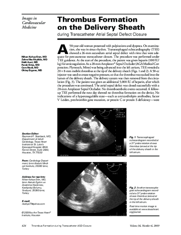(PDF) Thrombus formation on the delivery sheath during transcatheter ...